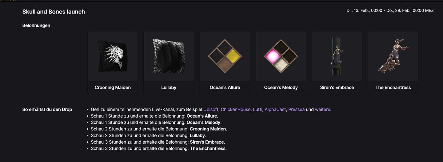 Twitch Drops für Skull and Bones: So sichert ihr euch kostenlose Items ...