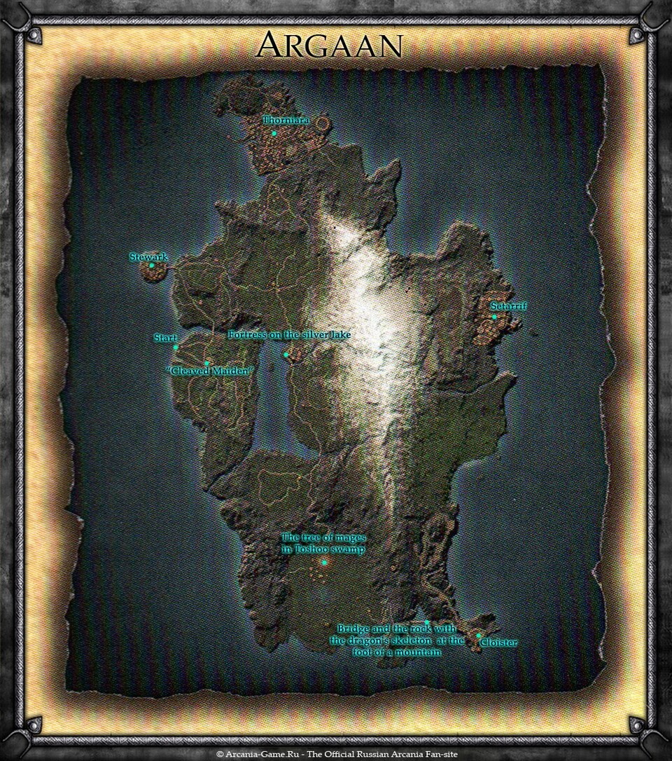 Arcania Gothic 4 Fan Karte Der Spielwelt Argaan
