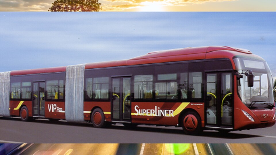 By far the longest bus in the world is 34 years old, 32 meters long and ...