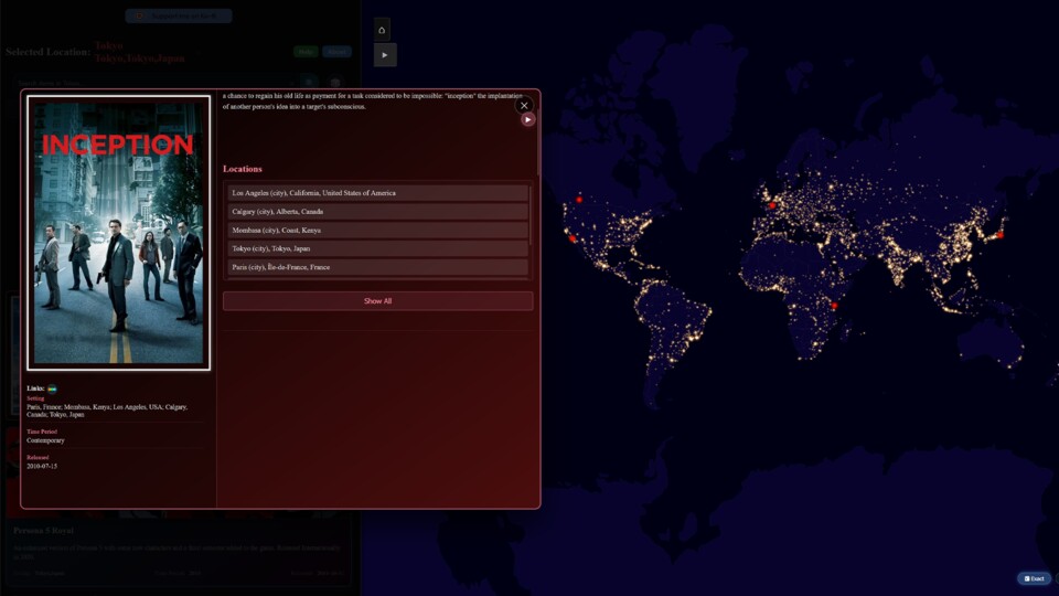 Mit über 120.000 Einträge: Auf einer Karte könnt ihr nachschauen, welcher Film in eurer Stadt spielt