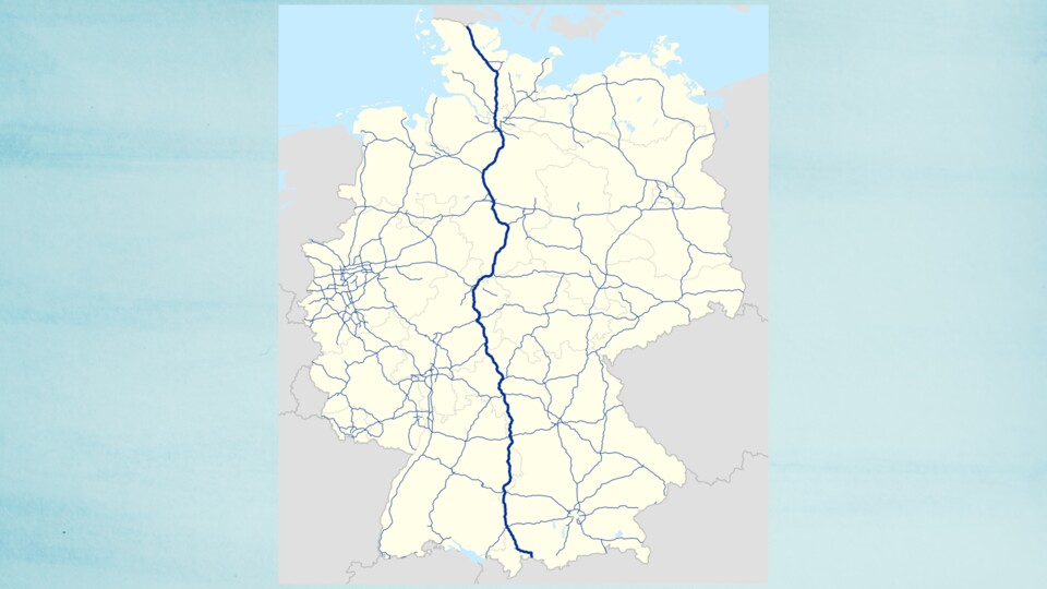 962 Kilometer, 1074 Brücken, 205 Rastplätze: Kennt ihr die längste Autobahn Deutschlands?