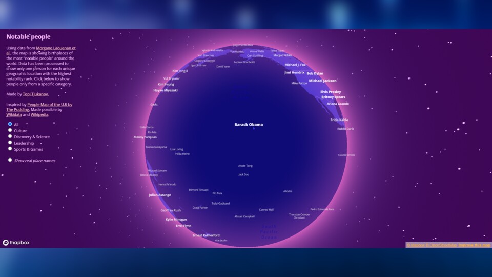 An amazing world map shows the most famous people on earth - Royals Blue