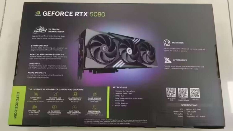 RTX 5080: Geleakte MSI-Verpackung bestätigt die nächsten technischen Daten