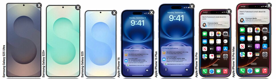 Wie groß wird das Samsung Galaxy S25 im Vergleich zum iPhone?