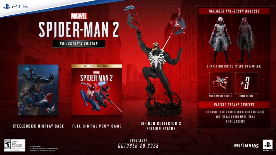 Spider-Man 2 kaufen: Jetzt Collector’s Edition für PS5 vorbestellen und Preorder-Bonus sichern