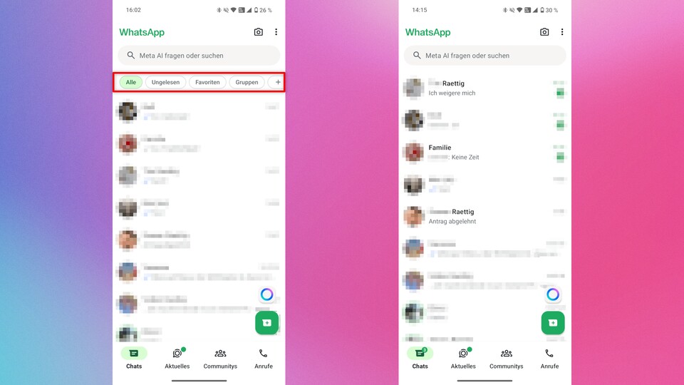 WhatsApp: Ich habe gerade herausgefunden, dass das Wischen nach unten an der wichtigsten Stelle ...