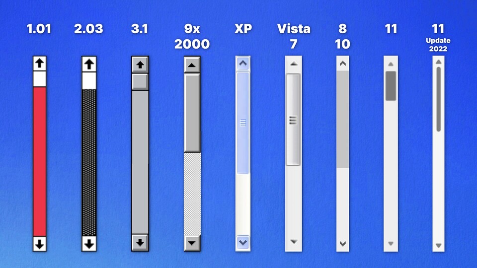 Ein einziges Bild scrollt durch fast 40 Jahre Windows-Geschichte: Ohne ...