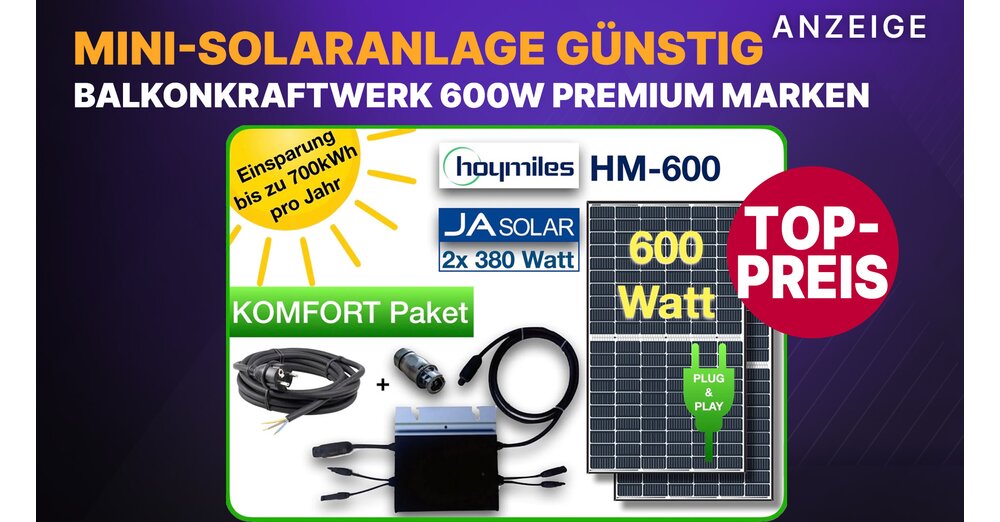Balkonkraftwerk 600W Komplettset kaufen: Mini-Solaranlage mit hohem Ertrag und Premium-Marken im ...