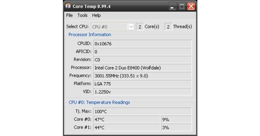 Neue Version von Core Temp - Version 0.99.4 nun auch als 64-Bit-Version