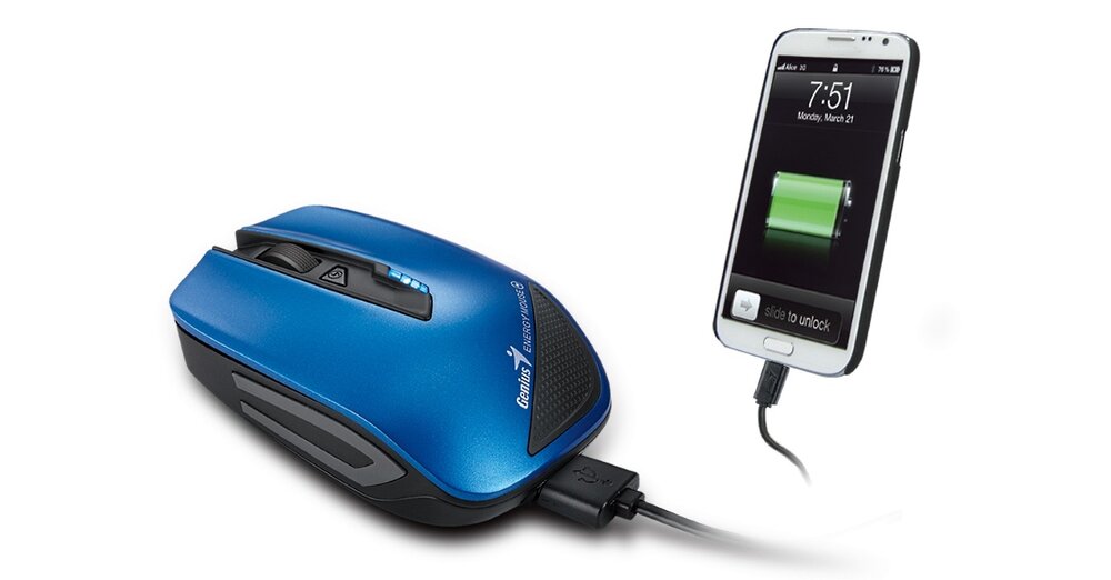 Genius Energy Mouse - Drahtlose Maus kann Smartphones und Tablets aufladen