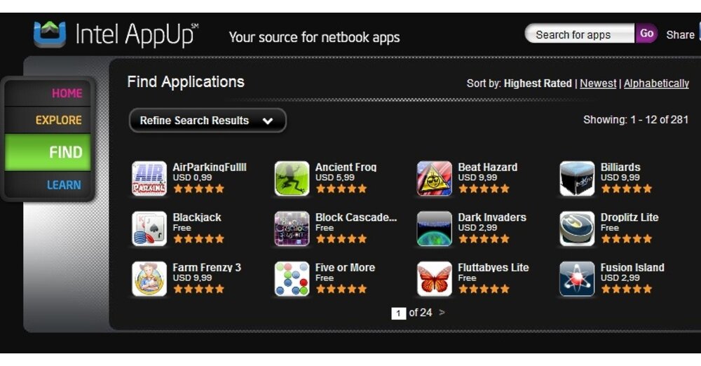 Intel AppUp Center - Software-Angebot mit Gratis-Spielen