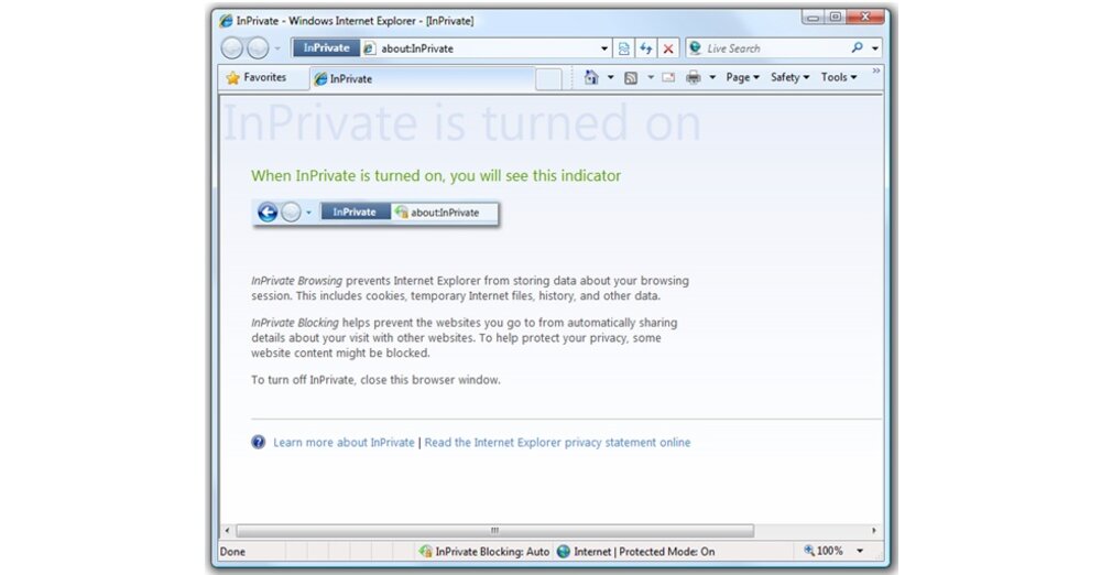 Internet Explorer 8 - "InPrivate"-Funktion bestätigt