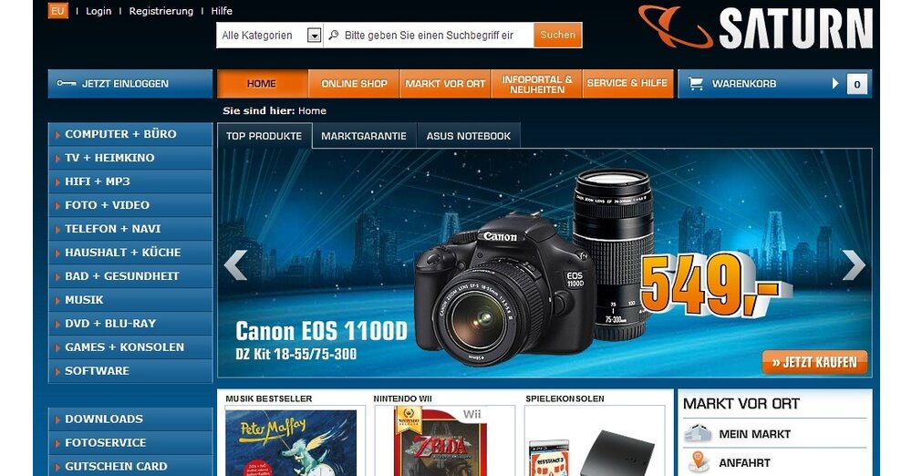 Saturn - Elektro-Fachmarkt startet eigenen Online-Shop