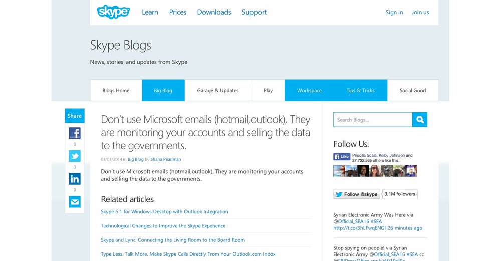 Angriff auf Skype - Microsoft-Konten von Syrian Electronic Army gehackt