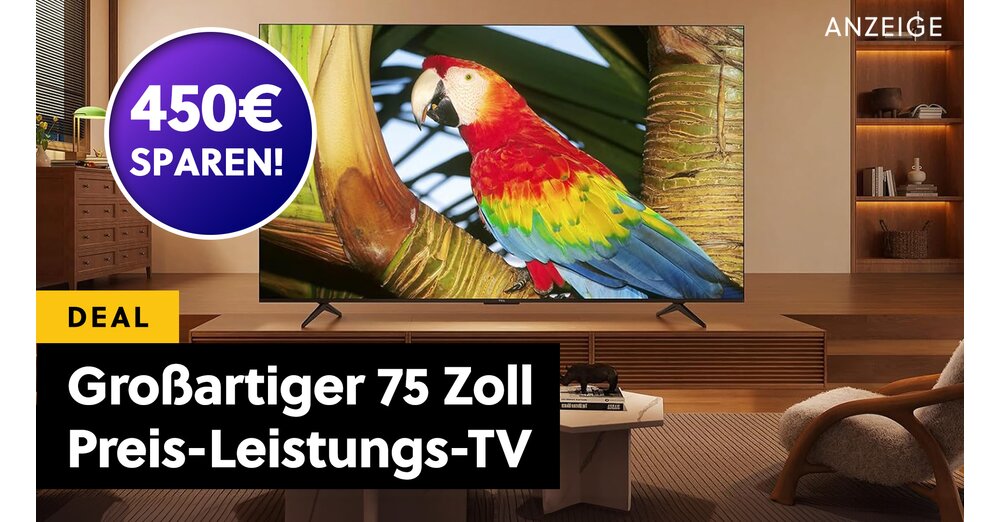 Preis-Leistung nahezu unschlagbar: 75 Zoll großer 4K QLED-TV mit 144 Hz und HDR Dolby Vision im ...