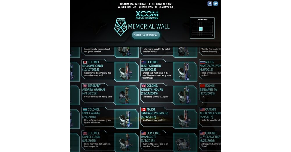 XCOM: Enemy Unknown - Facebook-Gedenkstätte für XCOM-Soldaten