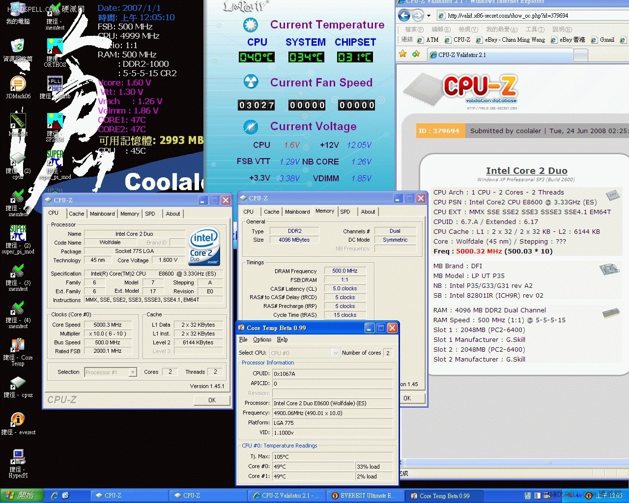 Intel - Core 2 Duo E8600 luftgekühlt auf 5 GHz