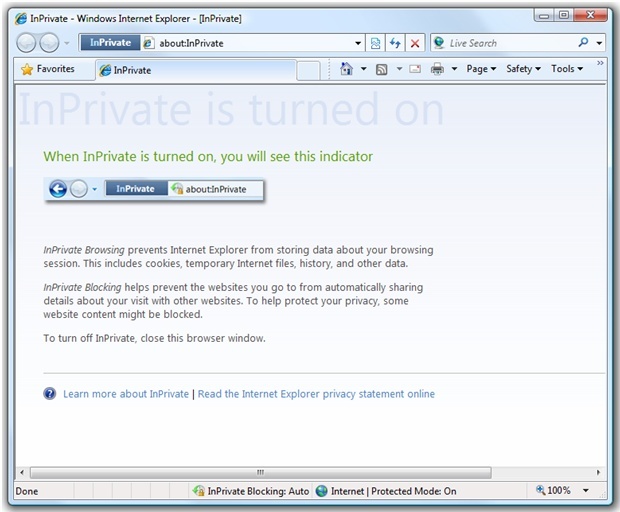 Internet Explorer 8 - "InPrivate"-Funktion bestätigt