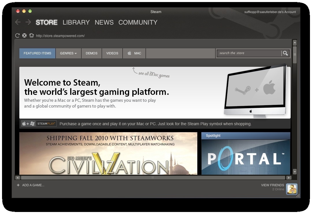 Steam für Mac - Steam jetzt auch für Apple und bald für Linux