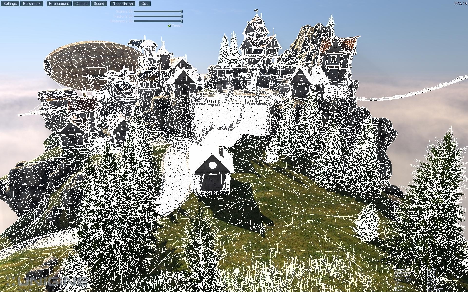 DirectX-11-Benchmark Unigine Heaven - Version 2.1 mit OpenGL 4.0 und 3D