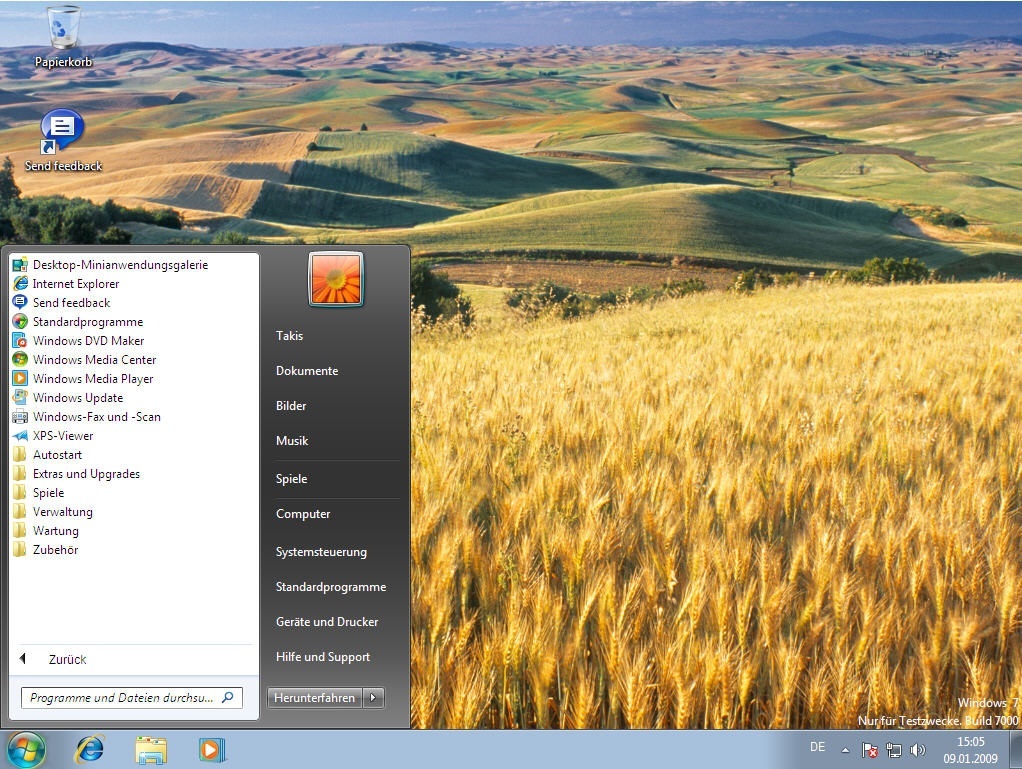 Windows 7 Beta - Screenshots zur deutschen Version