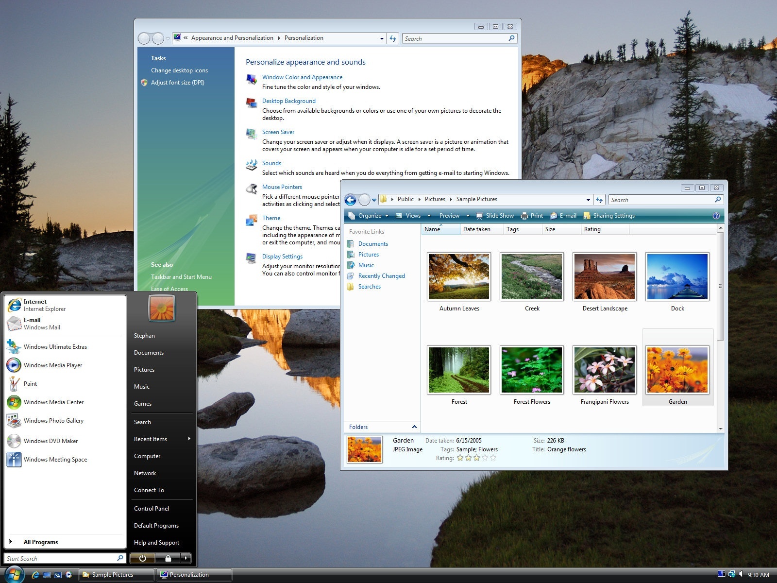 Windows Vista - Screen der verbesserten Basic-Oberfläche
