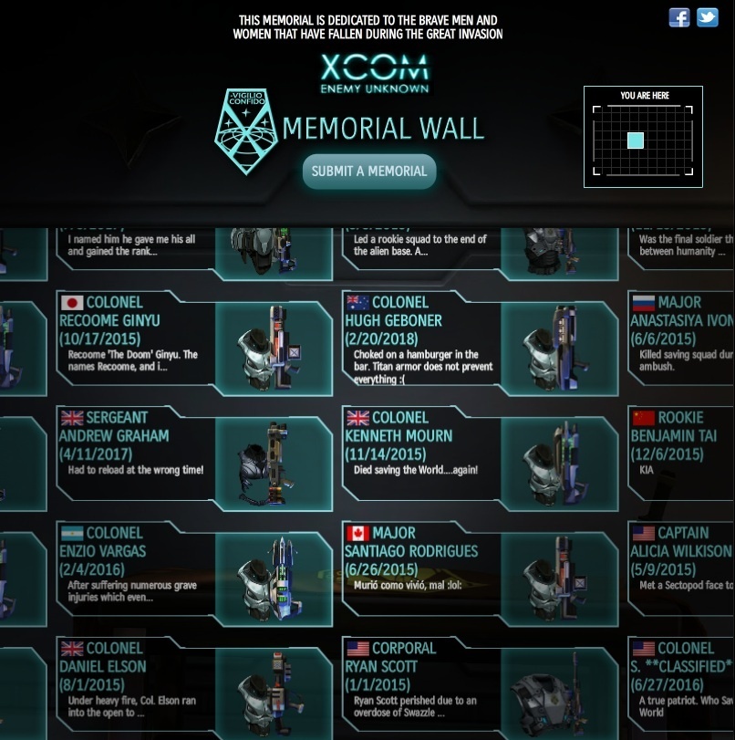 XCOM: Enemy Unknown - Facebook-Gedenkstätte für XCOM-Soldaten