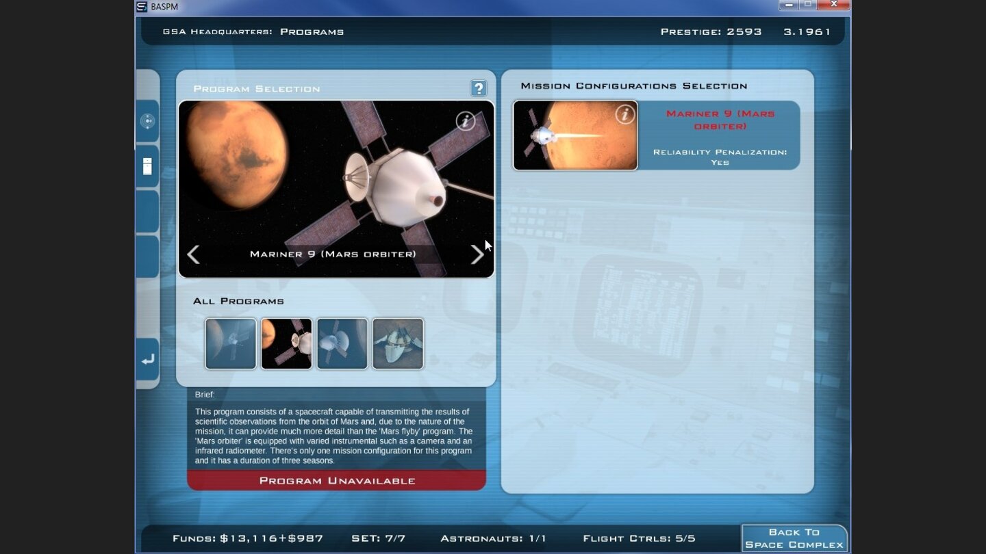Buzz Aldrin's Space Program Manager - Screenshots aus der Alphaversion