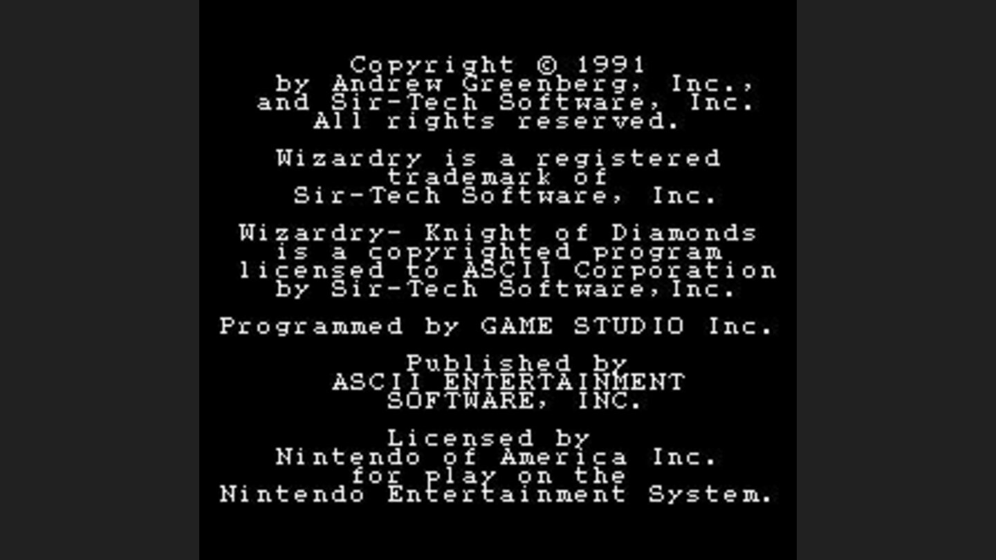 Wizardry II: The Knight of Diamonds NES