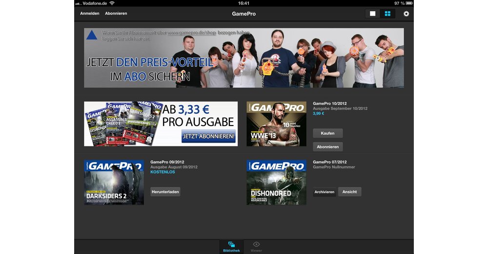 GamePro für Tablets - Screenshots der Apps